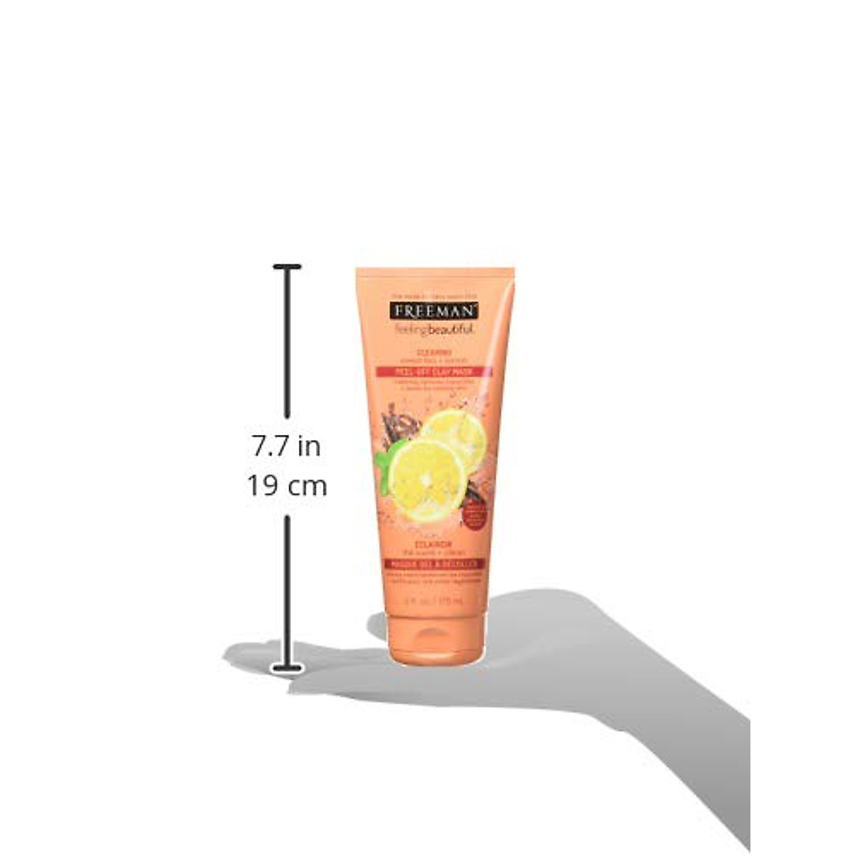 FREEMAN Clearing Sweet Tea & Lemon Peel-Off Clay Facial Mask, Antioxidant Rich Skincare Treatment, Protects Skin and Lightens Dark Spots, Face Mask Perfect For Combination Skin, 6 fl.oz./175 mL Tube