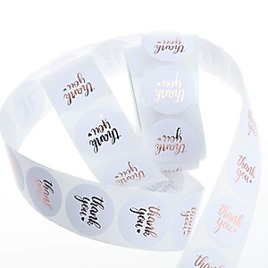 Thank You Stickers,1" Thank You Stickers, Rose Gold Foil Font Round Label for Birthdays, Weddings, Giveaways,Perfect for Small Business Gifts to Seal and Decorate