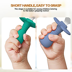 Toddler Forks Baby Forks for Self Feeding, Kids Forks with Silicone Round Handle, Stainless Steel Toddler Utensils Children Safe Silverware Set, Anti-Choke Design, BPA Free Cutlery Set - 4Pcs