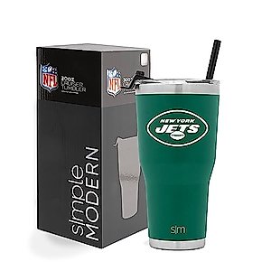 Simple Modern Officially Licensed NFL New York Jets Tumbler with Straw and Flip Lid | Insulated Stainless Steel 30oz Thermos | Cruiser Collection | New York Jets