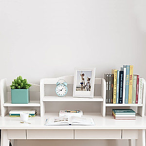 BALANBO Kid's Desk Kid's Table with Drawers and Bookshelf Wooden Kid's Media Desk Student Learning Computer Workstation and Writing Desk (White…