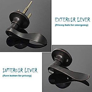 Gobrico Interior Privacy Door Levers for Bathroom Bedroom Keyless Door Locksets Drop Door Handles,Oil Rubbed Bronze Finished, 2pack