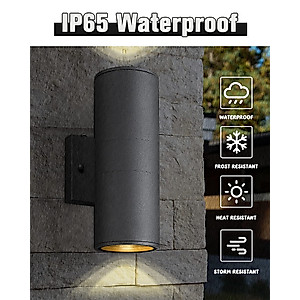 Ken & Ricky Outdoor Wall Light, Dusk to Dawn Sensor Exterior Light Fixture, Up and Down Wall Sconce with Photocell Sensor for Porch Patio Garage House Entryway-1 Pack