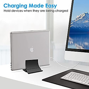 btrfe Vertical Laptop Stand, Desktop Stand Holder with Auto-Adjustable Dock Width, Compatible All MacBook/Surface/Samsung/HP/Dell/Chrome Book (Black)