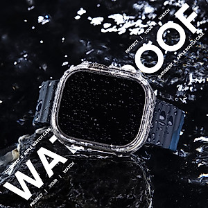 2+2 Pack Suitisbest Case and Screen Protector Compatible with Apple Watch Ultra 2/Ultra 49mm, Clear Waterproof Ultra-Thin Hard PC Bumper Tempered Glass Protective Film for iWatch Ultra 49mm