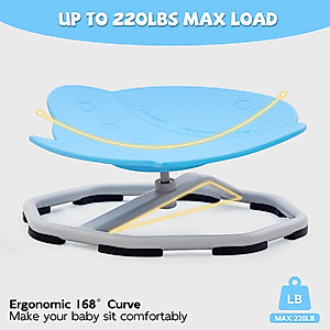 Jootan Sensory Spinning Chair, Spin Chair for Kids Autism, Non-Slip Kids Swivel Chair, Kids Sensory Chair, Sit and Spin Toy Training Body Coordination (Blue)