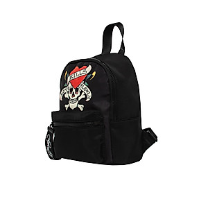 Ed Hardy Unisex Nylon Skull On Black Backpack with Top Handle and Adjustable Shoulder Strap