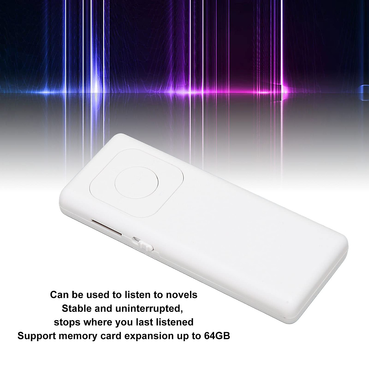 Lossless MP3 Player Support 64G Memory Card, Portable Mini Music Player with Earphone, Digital Walkman Music Player for Study Work (White)