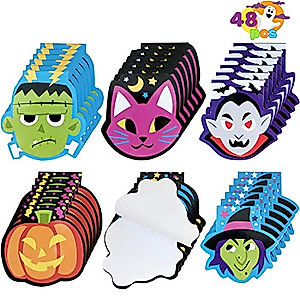 JOYIN 48 Pcs Halloween Spooky Characters Mini Notepad Set in 6 Designs, Halloween Note Pads Trick or Treat Gifts Set for Kids Halloween Party Favors Classroom Favors Halloween Goodie Bag Fillers