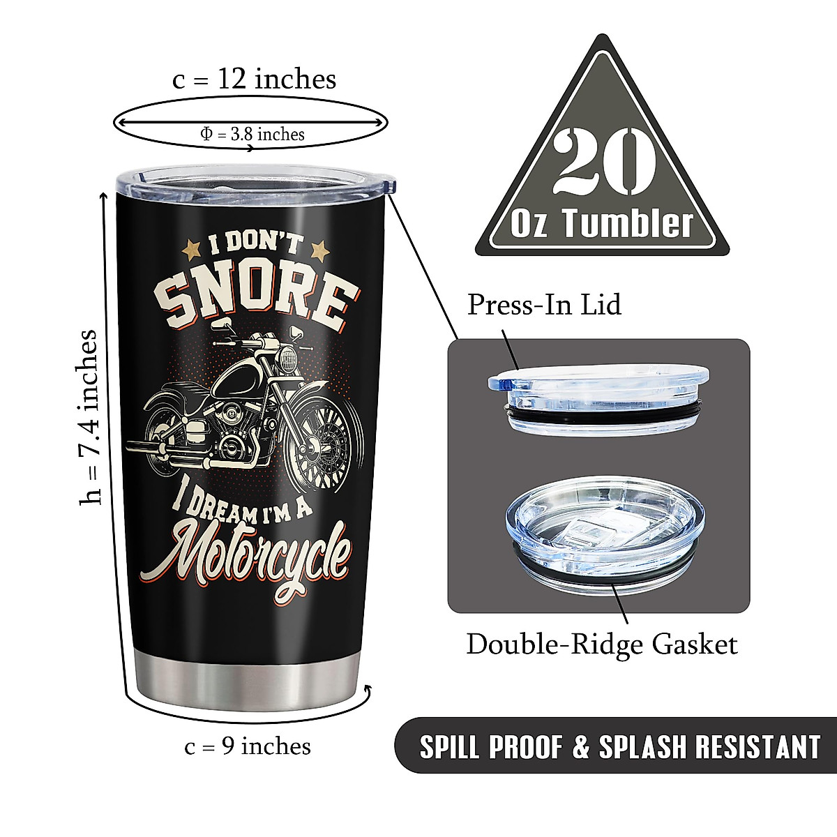 Motorcycle Gifts for Men/Women, Best Gifts for Motorcycle Riders, Father’s Day Motorcycle Gifts for Dad/Husband, Motorcycle Lovers Gift Ideas, Motorcycle Biker/Racer/Driver Gift Tumbler 20OZ 1Pc