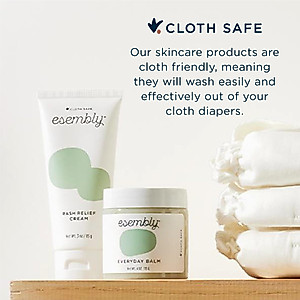 Esembly Rash Relief Cream, Organic and Cloth Friendly Zinc Oxide Barrier Cream, Soothes and Heals Diaper Rash, Natural Aid for Baby Bottom Discomfort, 3oz