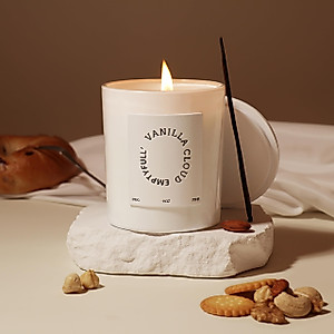 EMPTYFULL Vanilla Scented Candles, Wood Wick, 11 oz Large Candle, Natural Soy Candles 70 Hours Long Burning for Home, Aesthetic Candle, Perfect Spiritual Aromatherapy Gift for Women Men Mother’s