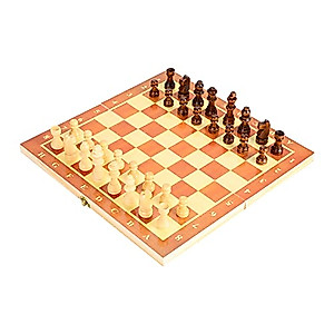 Keenso Chess Set, Folding Portable Wooden Chessboard Folding Board Chess Game for Party Family Activities