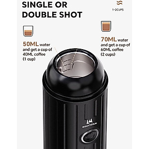 Portable Espresso Coffee Maker Electric Expresso Maker Self Heating Battery Powered, 19 Bar Pressure, Coffee Machine with Ground Coffee & NS Capsule for Travel, Camping, RV, Hiking, Office (Black)