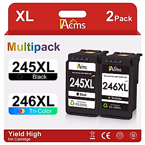 FAcms Remanufactured 245XL 246XL Combo Pack Ink Cartridge Replacement for Canon Pg-245Xl Cl-246Xl PG-243 CL-244 to use with Pixma MX492 MX490 MG2522 MG2520 MG2420 MG2920 MG2922 MG3022 MG3029 (2-Pack)