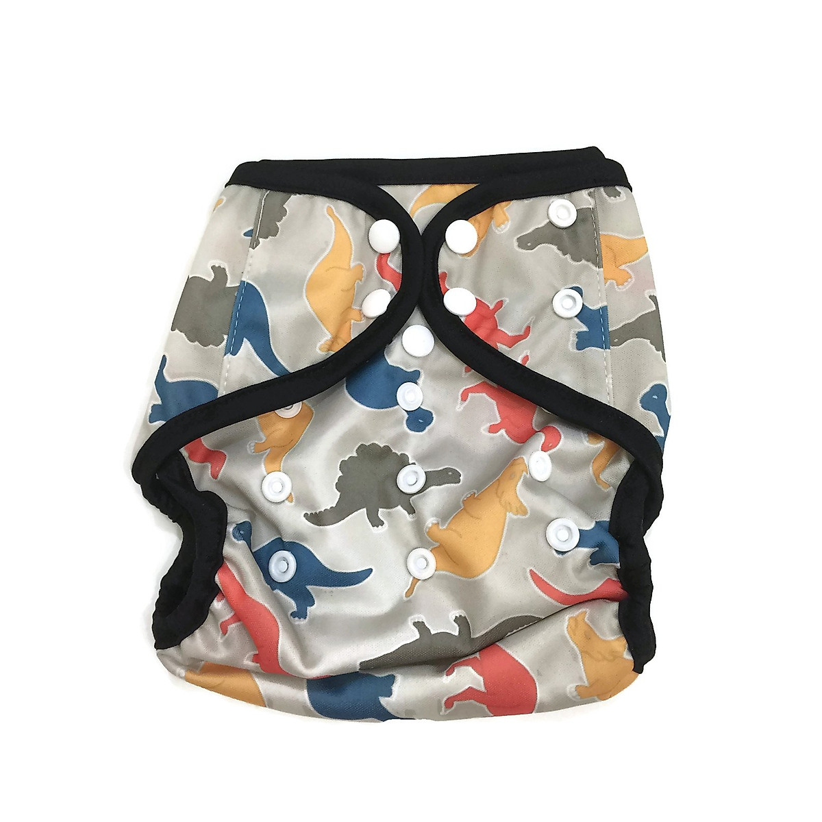 BB2 Baby One Size Printed Black Gussets Snaps Cloth Diaper Cover for Prefolds (One Size, Jurassic Park)