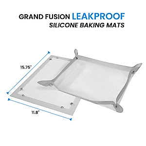 Grand Fusion 2 in 1 Silicone Baking Mat, Corner Clip for Leak Proof Baking Pan or Unclip for Flat Baking Sheet Liner, 11.8 x 15.75 in. BPA-Free and Non-Stick. Chef's Essentials. Pack of 1