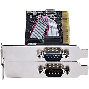 StarTech.com 2-Port PCI RS232 Serial Adapter Card - PCI Serial Port Expansion Controller Card - PCI to Dual Serial DB9 Card - Standard (Installed) & Low Profile Brackets - Windows/Linux (PCI2S5502)
