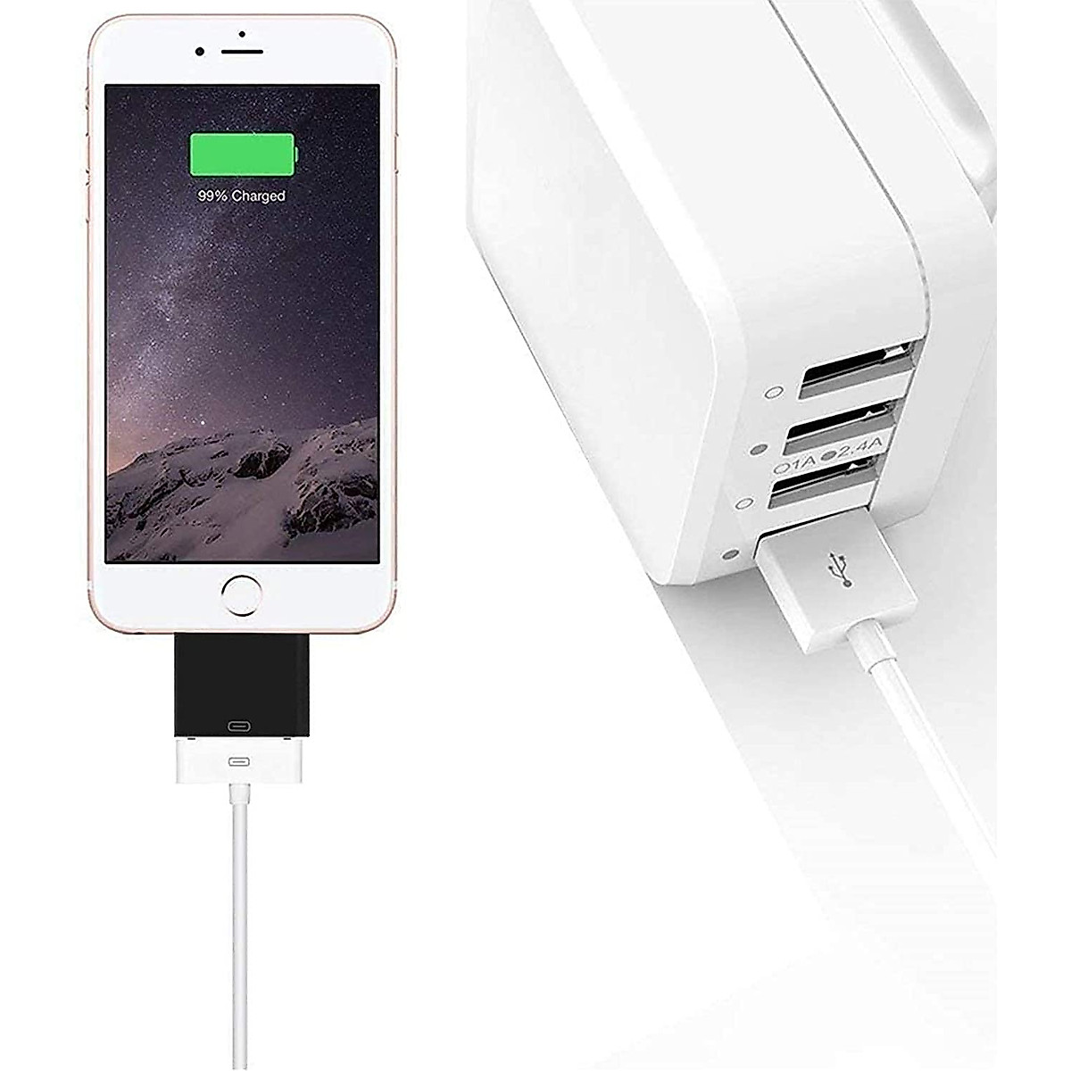 Lightning to 30-pin Adapter，Apple MFi Certified iPhone 8-Pin Male to 30-Pin Female Adapter Charging Sync Converter Connector Compatible iPhone 13/13P/12/11/X/8/7/6P/5S/5/iPad/iPod (No Audio)