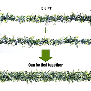 Sggvecsy Artificial Eucalyptus Garland 4 Pack Fake Eucalyptus Greenery Garland Faux Hanging Plants Artificial Vines, 5.6 Feet/Strand for Wedding Backdrop Arch Wall Table Party Outdoor Festival Decor