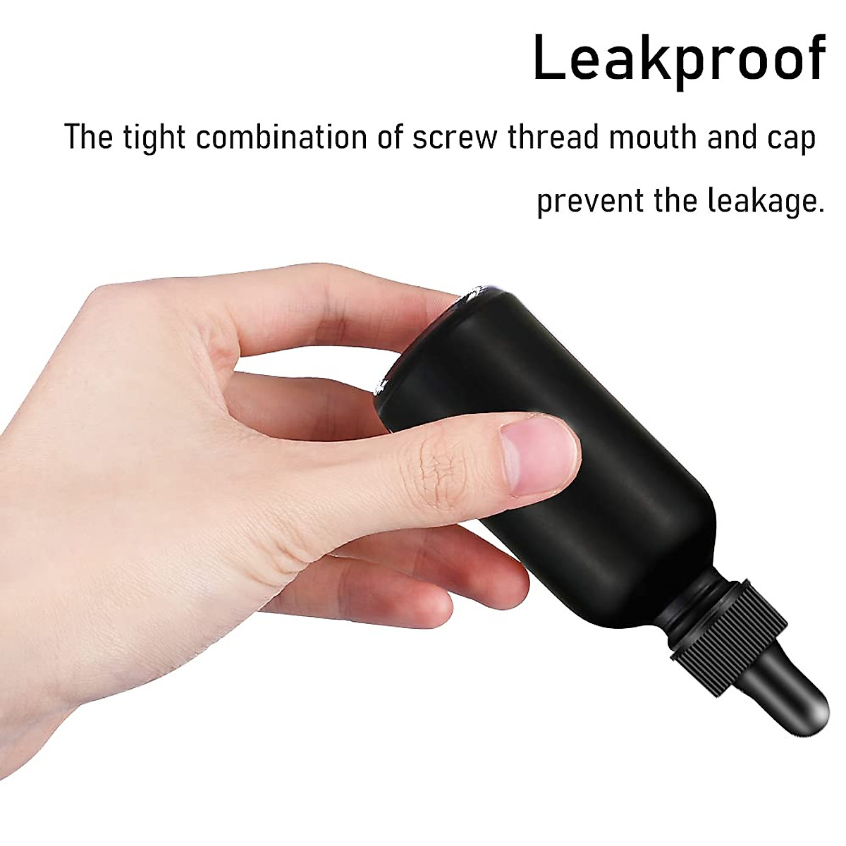 Bumobum Dropper Bottle Black 1 oz, 30 ml Glass Dropper Bottles with Black Top Cap for Essential Oils, 2 pack Tincture Bottle with Labels and Funnel