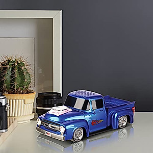 QFX Bluetooth 1956 Pickup Truck Replica Speaker, 3-inch Speakers, Hands Free Link, Built-in Microphone, FM Radio and LED Party Lights, Blue - BT-1956 BL