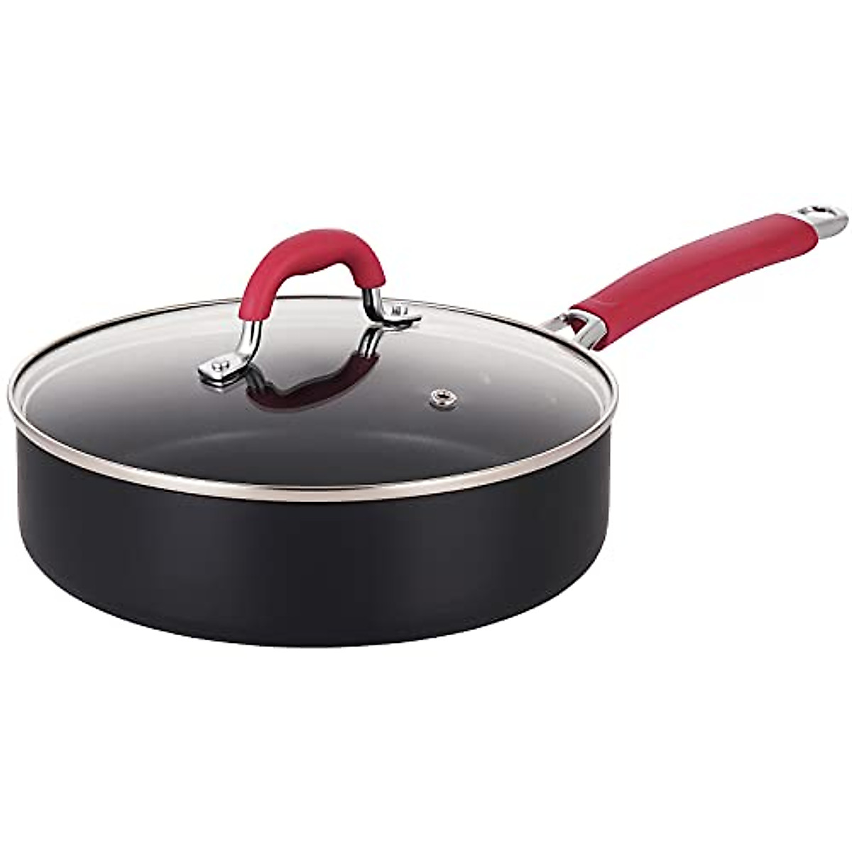 EPPMO Nonstick Sauté Pan, Hard-Anodized Deep Frying Pan with Lid & Silicone Handle, Oven Safe, 3.2 Quart