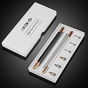 MEKO 2 in 1 Universal Disc Stylus Pens for Apple iPhone/Android/Microsoft/Surface and Other Touch Screens with 6 Replacement Tips - 3 Pack