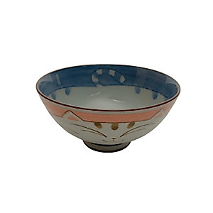 JapanBargain, Japanese Porcelain Bowl Rice Bowl Soup Bowl Made in Japan, Maneki Neko Smiling Cat Pattern