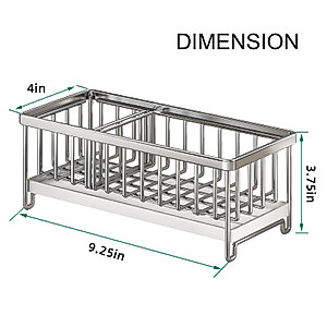 PETXPERT Kitchen Sink Caddy, Sponge Holder for Kitchen Sink, Dish Sponge Organizer with Divider, Rustproof 304 Stainless Steel Dish Brush Holder Storage for Bathroom, Silver