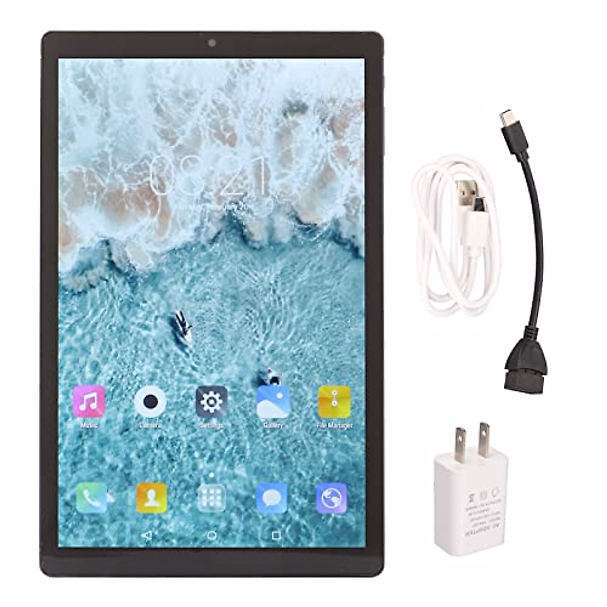 Cosiki Tablet PC, 100-240V Black 4GB RAM 64GB ROM 10.1 Inch Tablet 2.4G 5G WiFi for Android 12 for Study (US Plug)