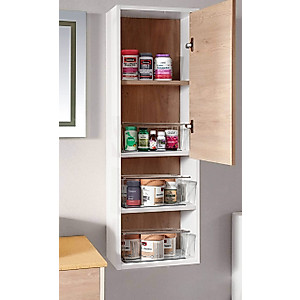 Hudgan Clear Plastic Storage Organizer Bins with Acrylic Lids for Home Office, Kitchen, Cupboard, Pantry Shelves, Medicine Cabinet, Craft Rooms - 4.5-Inches Tall - 4 Pack