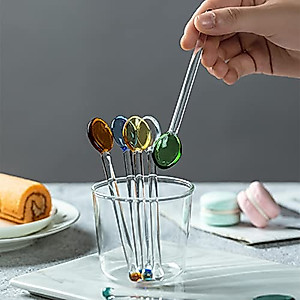 GULELAYAR 5 Pieces Glass Spoons for Coffee Teaspoons Glass Stirring Spoon Rod 5.9 inch Coffee Stirrers Ice Tea Spoon Glass Mixing Spoon for Tea SugarHome Bar Party