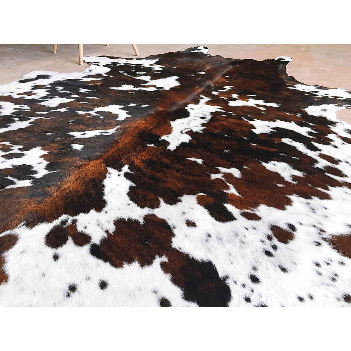 ecowhides 100% Genuine Brazilian Cowhide Rug - Tricolor - Luxury Cowskin Cow Hide Leather Area Rug Home Decor, (XXL) 8 X 7 ft