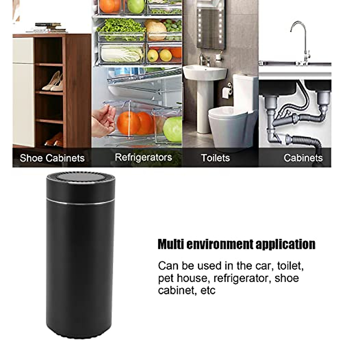 Ozone Deodorizer, Aluminium Alloy Air Purifier 1A USB Charging for Refrigerator