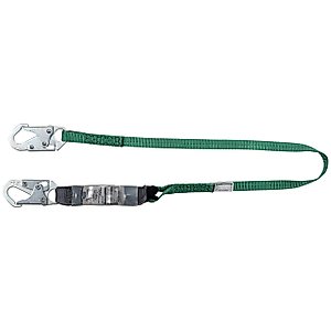 MSA 10193126 V-Series Standard Single-Leg Fixed Length Energy Absorbing Lanyard, 3', Small 36C snaphooks