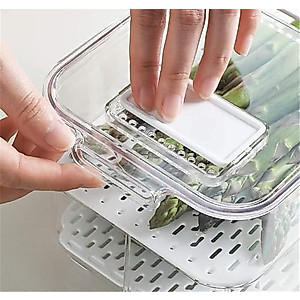 blitzlabs Vegetable Fruit Storage Containers, Fresh Produce Saver Refrigerator Storage Containers with Lids and Vents,Stackable Salad Lettuce Keeper,Stay Fresh Cabinet Containers Bin
