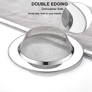 Upgrade 304 Stainless Steel Kitchen Sink Strainer, Kitchen Sink Drain Strainer, Sink Strainers with Large Wide Rim 4.5" Diameter for Kitchen Sinks (Stainless Steel 304) (2 PACK)