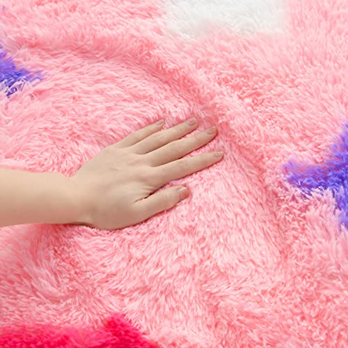 ST. BRIDGE Soft Shag Rug for Girls Bedroom, Fluffy Bedroom Carpet for Princess Castle Baby Toddlers Kids Room Decor, Anti-Skid Fuzzy Cute Nursery Mats Living Room Dorm Plush Carpet, Pink 3 x 5 Feet