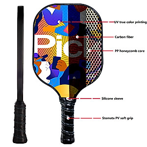 Pickleball Three-Piece Set，Pickleball，Glass Carbon Fiber Pickleball，Peak Racket，2 Sets of Pickleball Rackets，Set Contains 2 Peak Racket and 4 Pickleballs，Suitable for Young Beginners (Yellow)