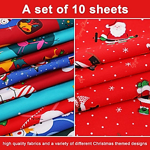 10 Pieces Christmas Fabric 18 x 22 Inch Christmas Fabric Bundles Sewing Squares Fabric Quilting Patchwork Christmas Tree Fat Quarters Precut Santa Claus Fabric Scraps for Christmas DIY Crafts