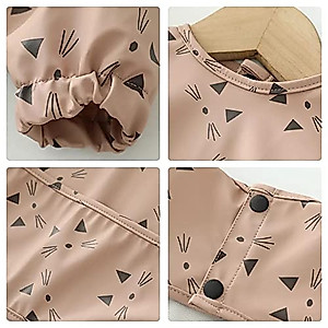 modernKIDS Long Sleeve Bibs for Babies with Pocket (12-36 Months) | No Leak, Waterproof Toddler Bibs with Food Catcher | Apron Art Smock Bib for Eating and Crafting (Dinosaur)