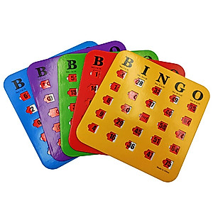 Yuanhe Deluxe Bingo Game Set - 6 Inch Metal Cage with Calling Board, 5 Shutter Slide Cards, 75 Colored Balls, for Large Group Games
