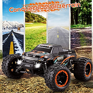 GoolRC 16889A RC Car, 1:16 Scale Remote Control Car, 4WD 45KM/H High Speed RC Truck with Brushless Motor, 2.4GHz All Terrain Off Road Rock Crawler, Electric Vehicle Toy for Adults Kids (Orange)