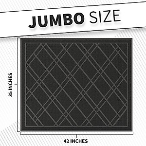 SlipToGrip Universal Door Mat, Plaid Design - Black, 42 x 35 - Anti Slip, Durable & Washable, Outdoor & Indoor Floor Welcome Mat Door Mat Entry -Rug for Garage, Patio, Front Door, Dust Absorbent