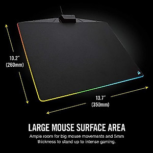 Corsair MM800 Polaris RGB Mouse Pad - 15 RGB LED Zones - USB Pass Through - High-Performance Mouse Pad Optimized for Gaming Sensors, Black