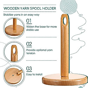 AnNafi® Wood Yarn Holder for Knitting Crochet |Classic Wooden Yarn & Thread Holder |Wooden Frame with Hole |Knitting Embroidery Accessory Gift |Craft & Sewing Supplies |Yarn Organising Tool For Granny