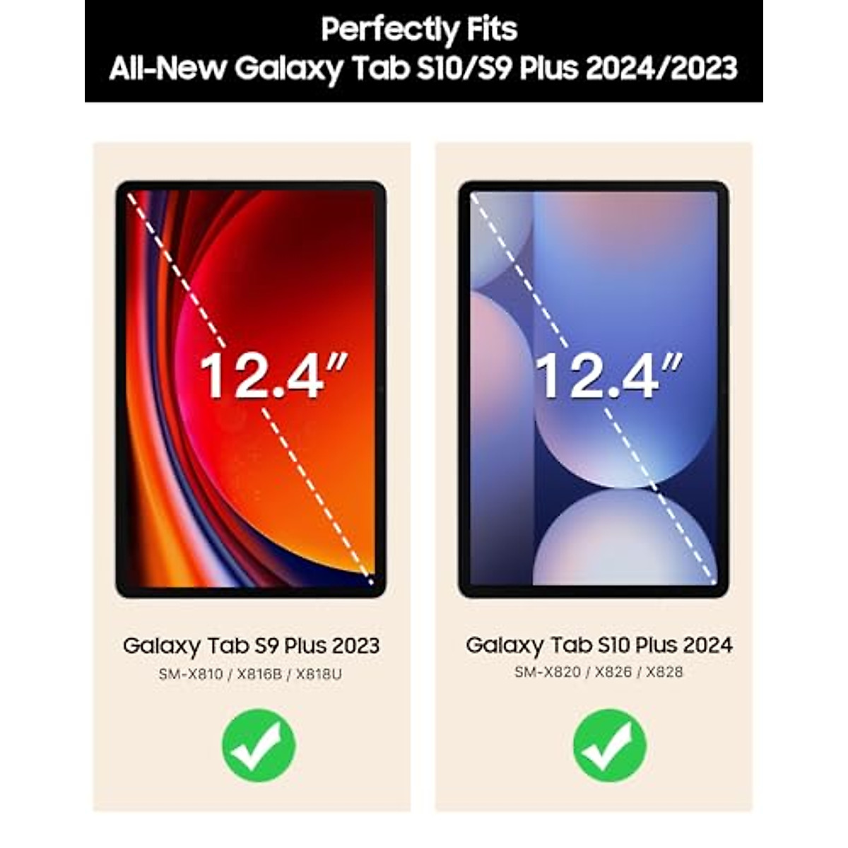 TiMOVO Case for Samsung Galaxy Tab S10+ Plus 2024/S9 Plus 2023, Soft TPU Back Protective Cover with S Pen Holder for Galaxy Tab S10+/S9+ 12.4 inch Tablet, Support Auto Wake/Sleep, Black