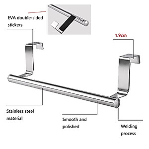 Stainless Steel Towel Rack Bathroom Towel Holder Stand Kitchen Cabinet Door Hanging Organizer Shelf Wall Mounted Towels Bar (1pcs)