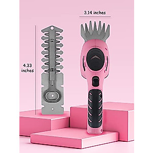 Lichamp 2-in-1 Electric Hand Held Grass Shear Pink Hedge Trimmer Shrubbery Clipper Cordless Battery Powered Rechargeable for Garden and Lawn, CGS3602PK Pink